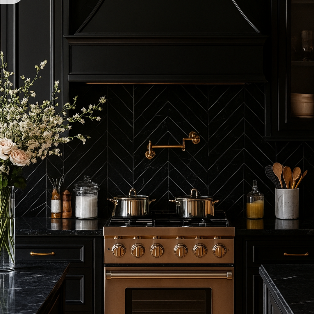 Obsidian Altaira Chevron Black Marble Tile 9"x3" – Lang & Co New York